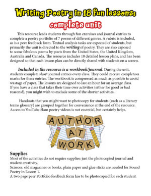 POETRY WRITING UNIT: 18 Creative Writing Lessons - Made By Teachers