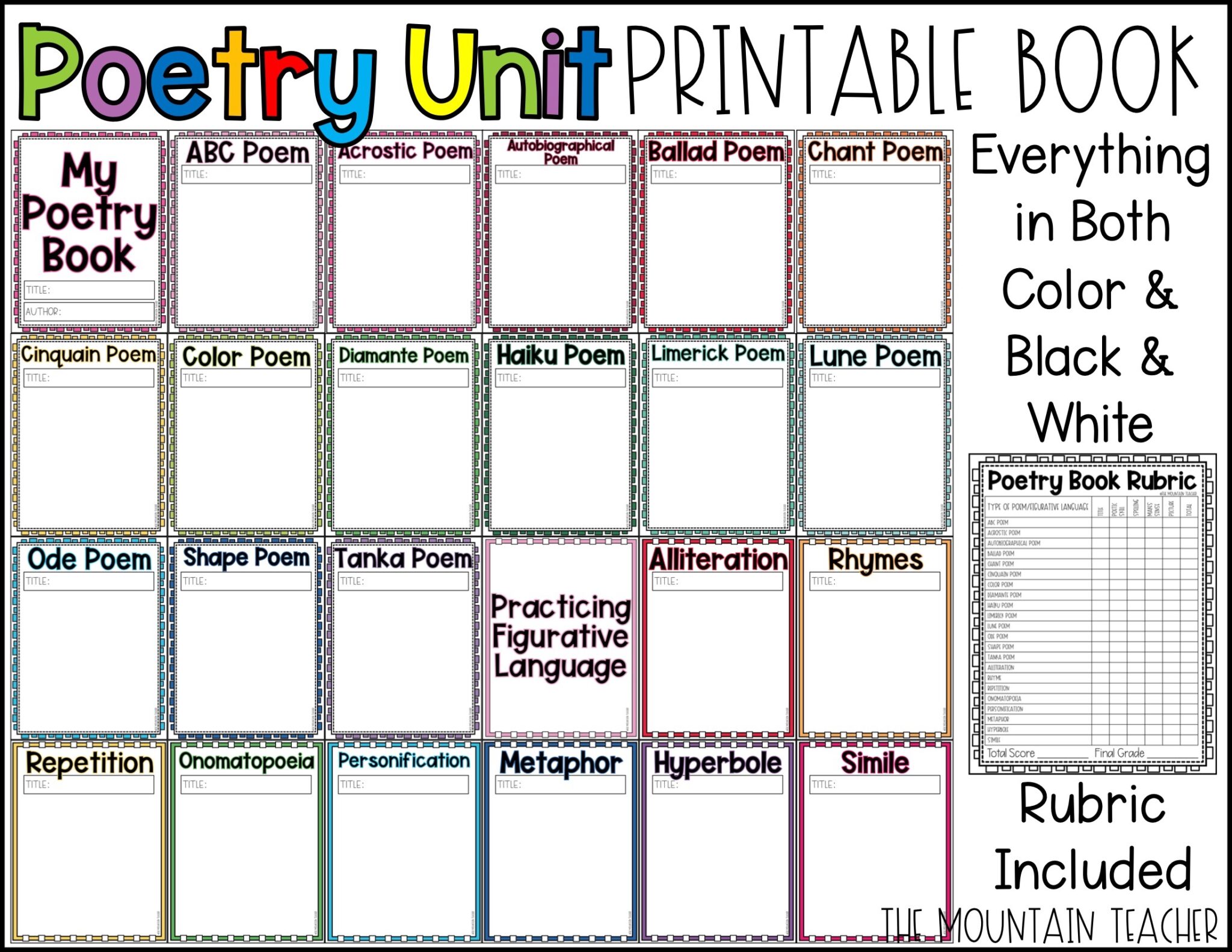 Reading Poetry Elements Unit | Writing Poems | Figurative Language ...