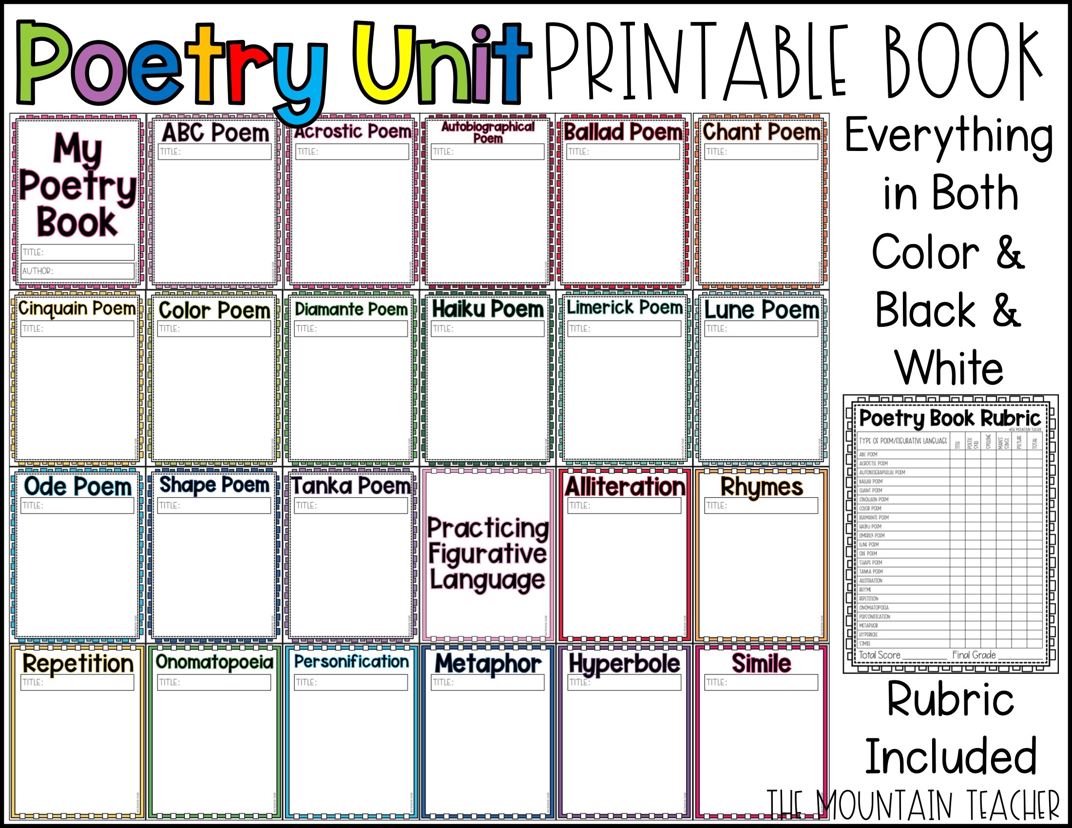 Reading Poetry Elements Unit | Writing Poems | Figurative Language ...