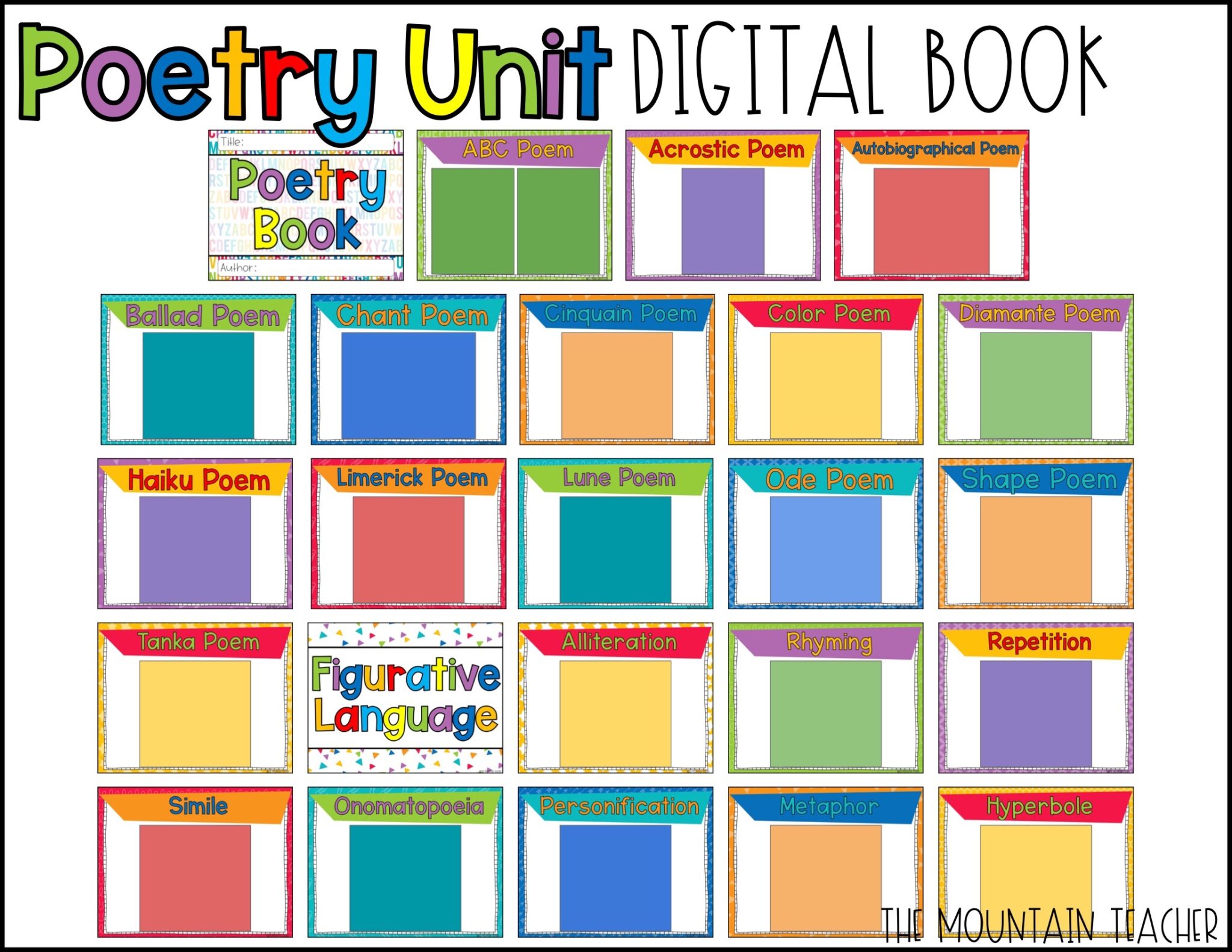 Digital Poetry Elements Unit | Writing Poems | Figurative Language ...