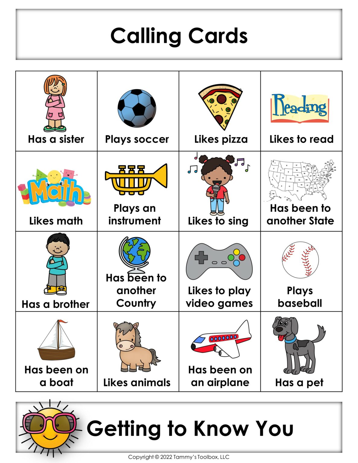 All About Me Bingo Game for Back to School - Made By Teachers