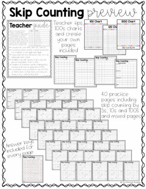 Skip Counting Worksheets by 5s by 10s and by 100s | Made By Teachers