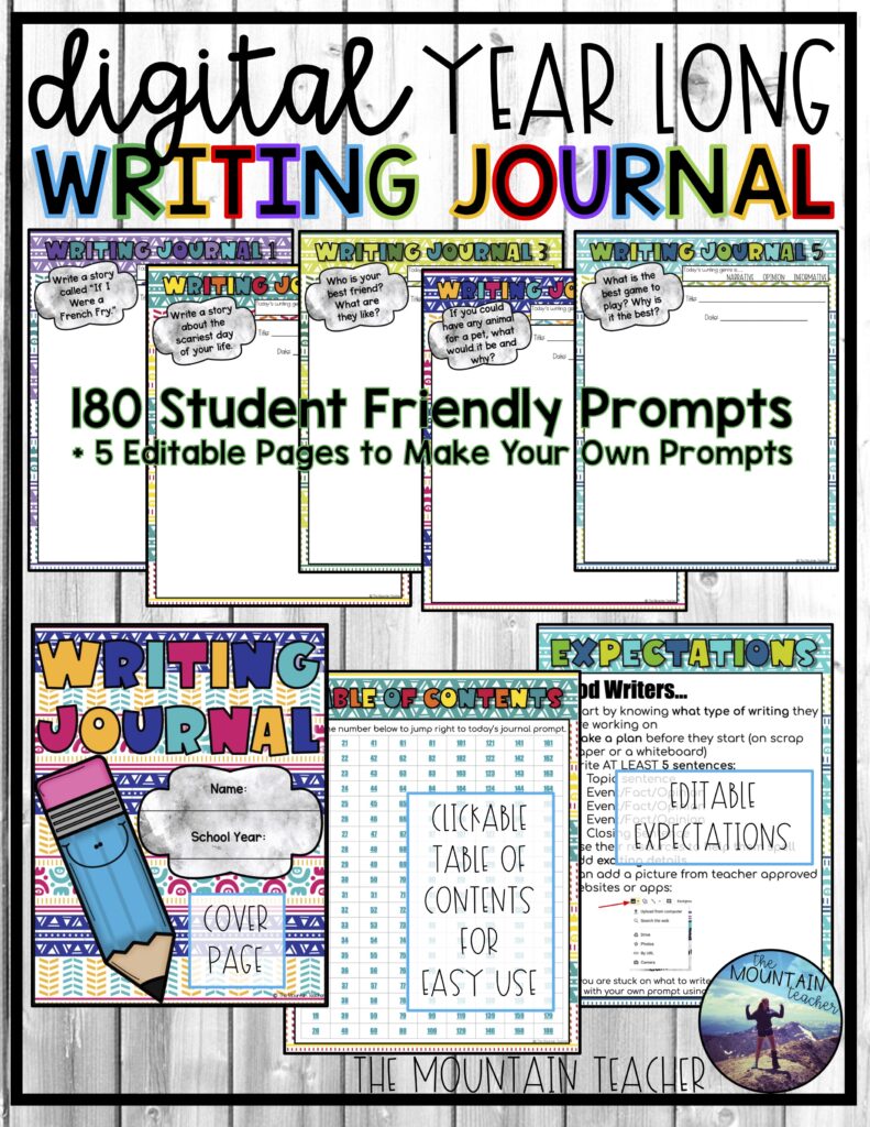 Digital Writing Journal | 180 Writing Prompts for Google Slides - Made ...