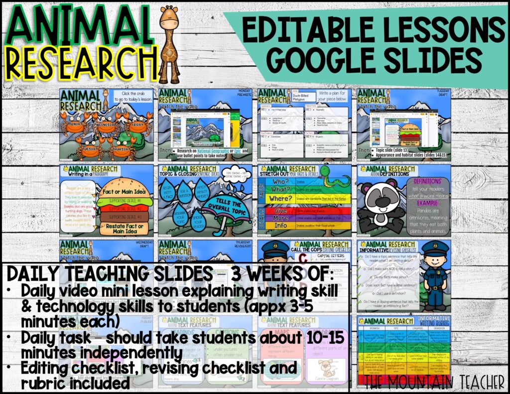 Animal Research Project | Google Slides Informative Writing Prompt with ...