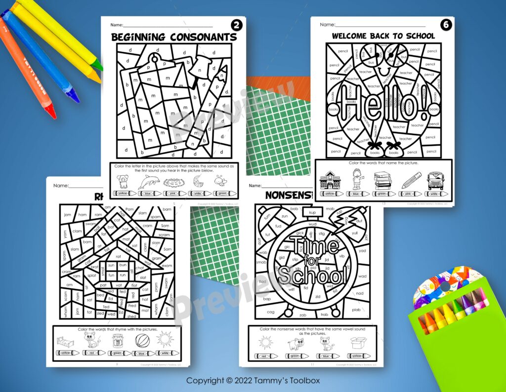 Back to School Color by Code Phonics Activities - Made By Teachers