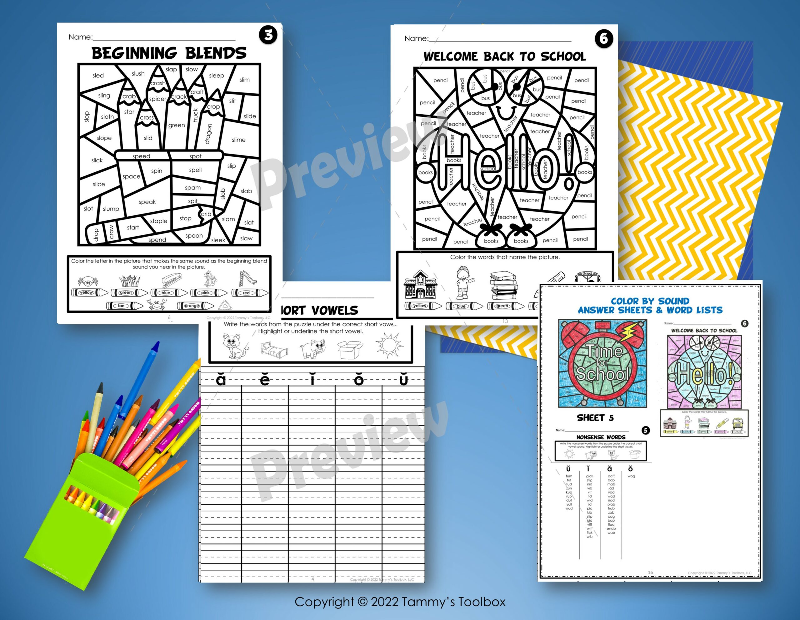 Back to School Color by Code Phonics Activities - Made By Teachers