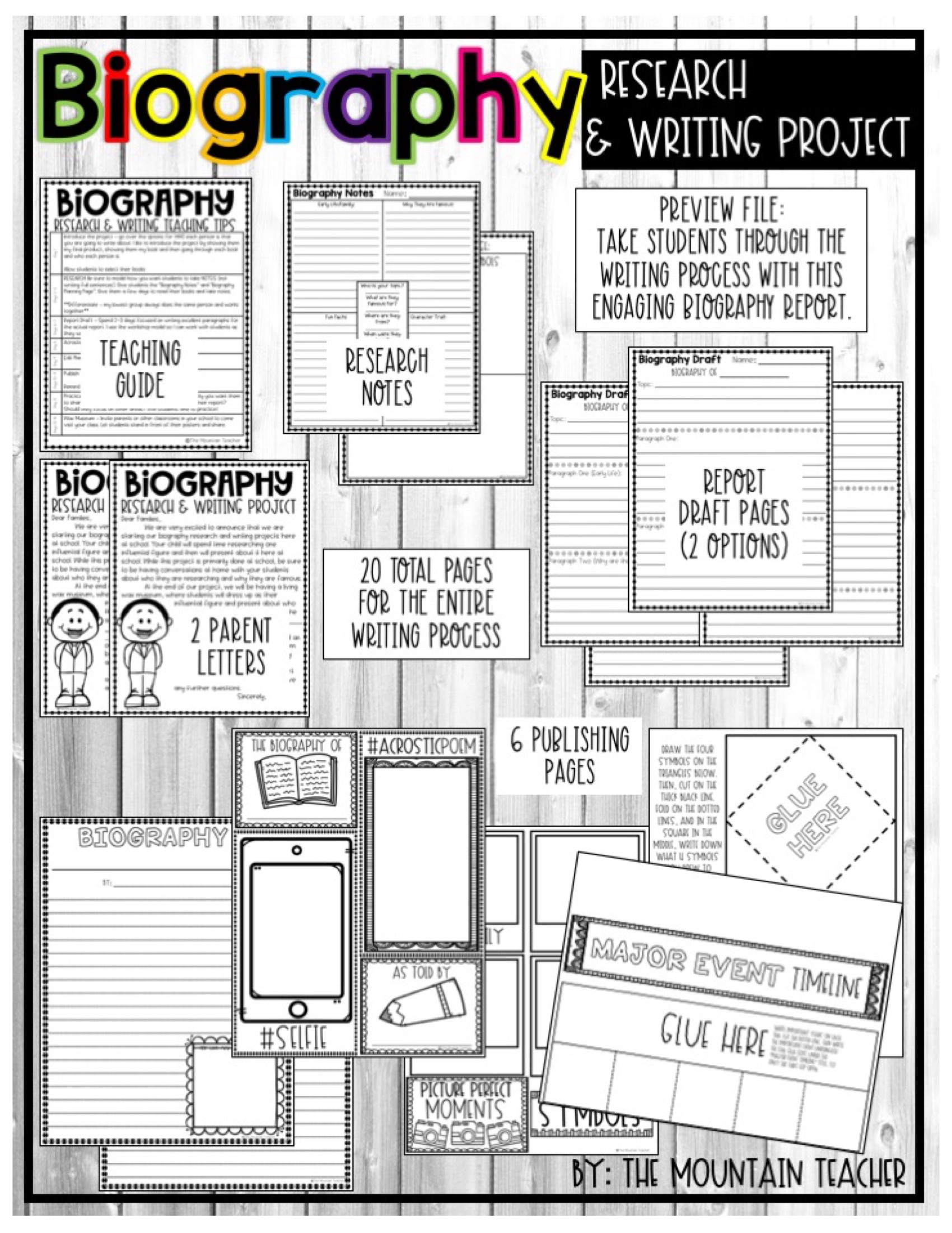 Biography Research Project | Writing Template and Lapbook - Made By ...