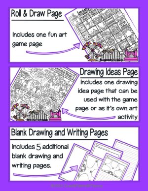 Amusement Park Roll and Draw Printable Art Game and Art Sub Lesson ...