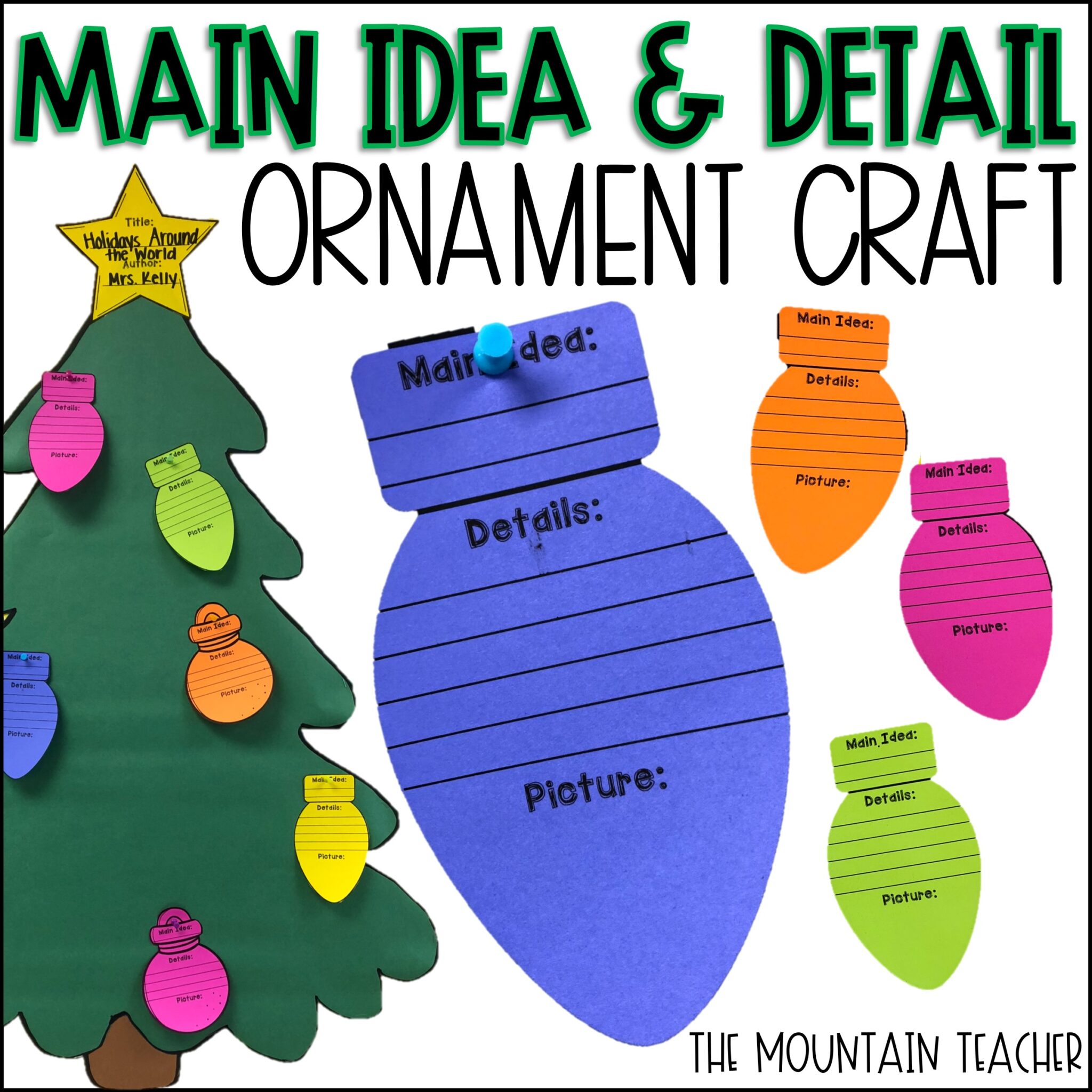 Main Idea and Key Details Graphic Organizers | Christmas Activities and ...
