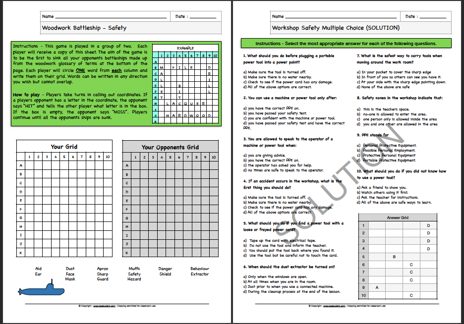 Woodwork Lessons for Busy Teachers Set 1 - "Safety" | Made By Teachers