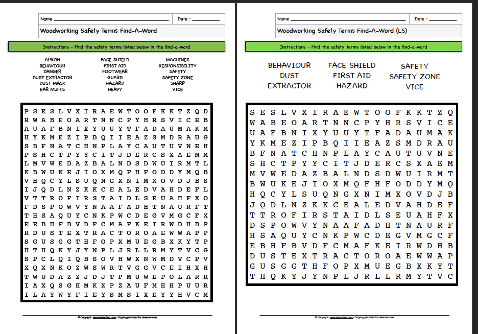 Woodwork Lessons for Busy Teachers Set 1 - "Safety" | Made By Teachers