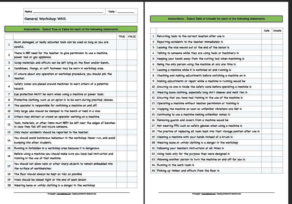Woodwork Lessons for Busy Teachers Set 1 - "Safety" | Made By Teachers