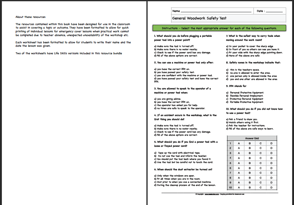 Woodwork Lessons for Busy Teachers Set 1 - "Safety" | Made By Teachers
