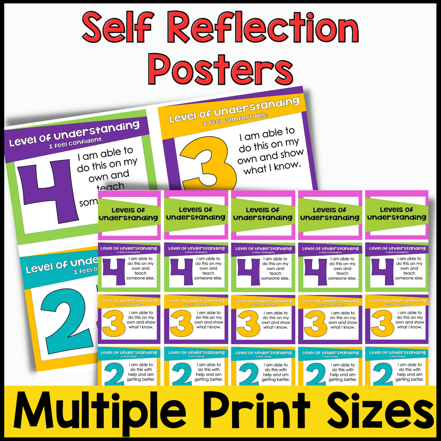 Student Self Reflection Levels of Understanding | Bright and Bold ...