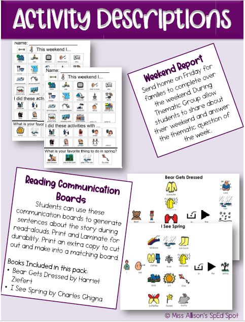 Spring and Weather Thematic Unit for Preschool, Elementary and Special ...