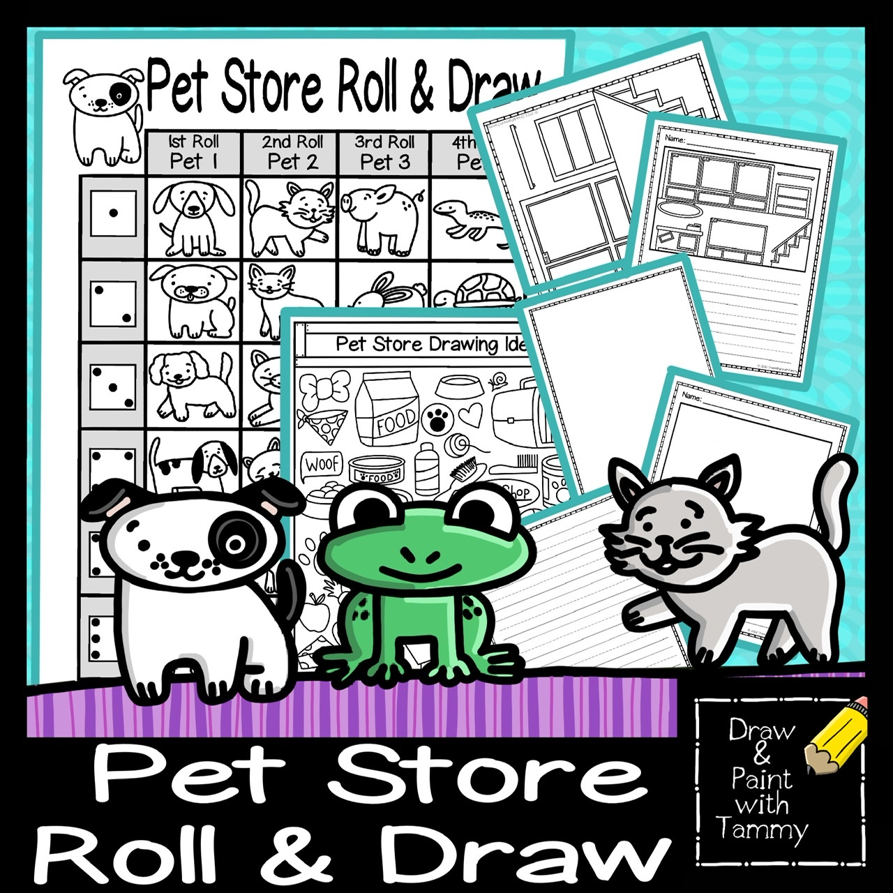 Roll a Flower Character Roll and Draw Printable Art Game Art Sub Lesson ...