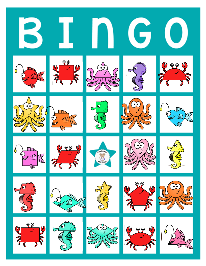 Shapes - 2D Shapes Ocean Bingo - Made By Teachers