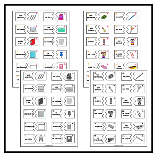 FRENCH Classroom Objects / Les Objets de la Classe Dominos [Printable ...