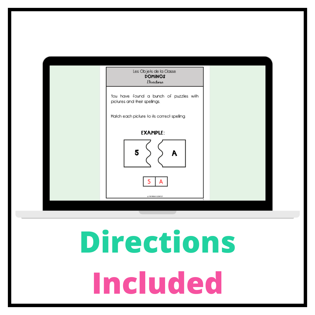 FRENCH Classroom Objects / Les Objets de la Classe Dominos [Digital ...