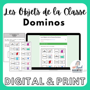 FRENCH Classroom Objects / Les Objets de la Classe Dominos Activity ...