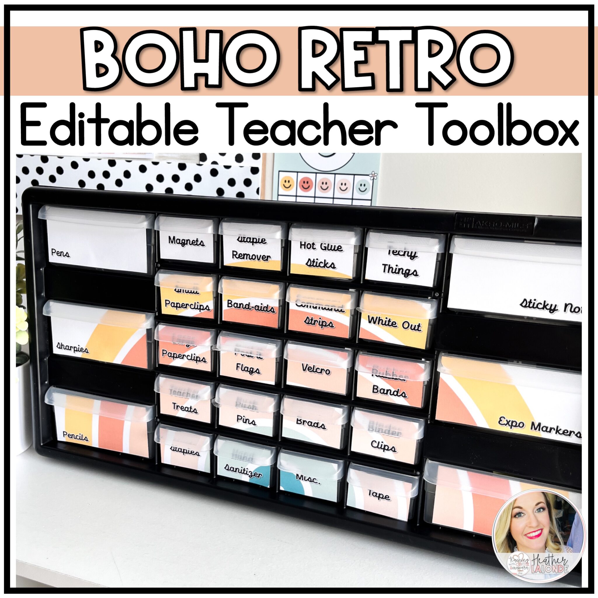 Teacher Toolbox Labels Editable Retro Rainbow Classroom Decor - Made By ...