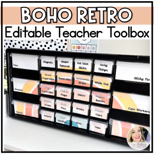 Teacher Toolbox Labels Editable Retro Rainbow Classroom Decor - Made By ...
