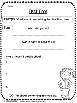 OPINION INFORMATIVE & NARRATIVE WRITING PROMPTS for 1st Grade - Made By ...