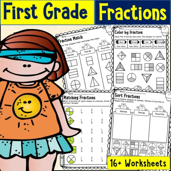 First Grade Fractions Worksheets | First Grade Partitioning Worksheets ...