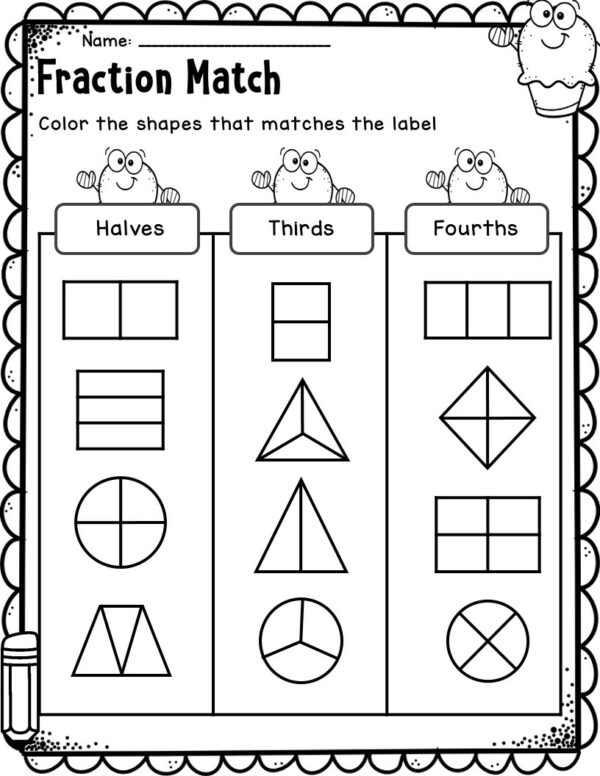 First Grade Fractions Worksheets | First Grade Partitioning Worksheets ...