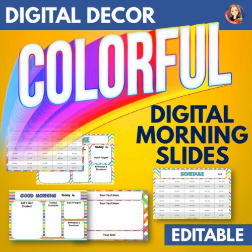 Digital Morning Meeting and Assignment Slides in Bright Colors - Made ...