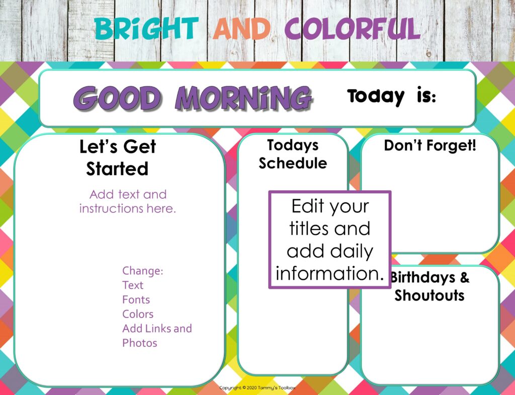 Digital Morning Meeting and Assignment Slides in Bright Colors - Made ...