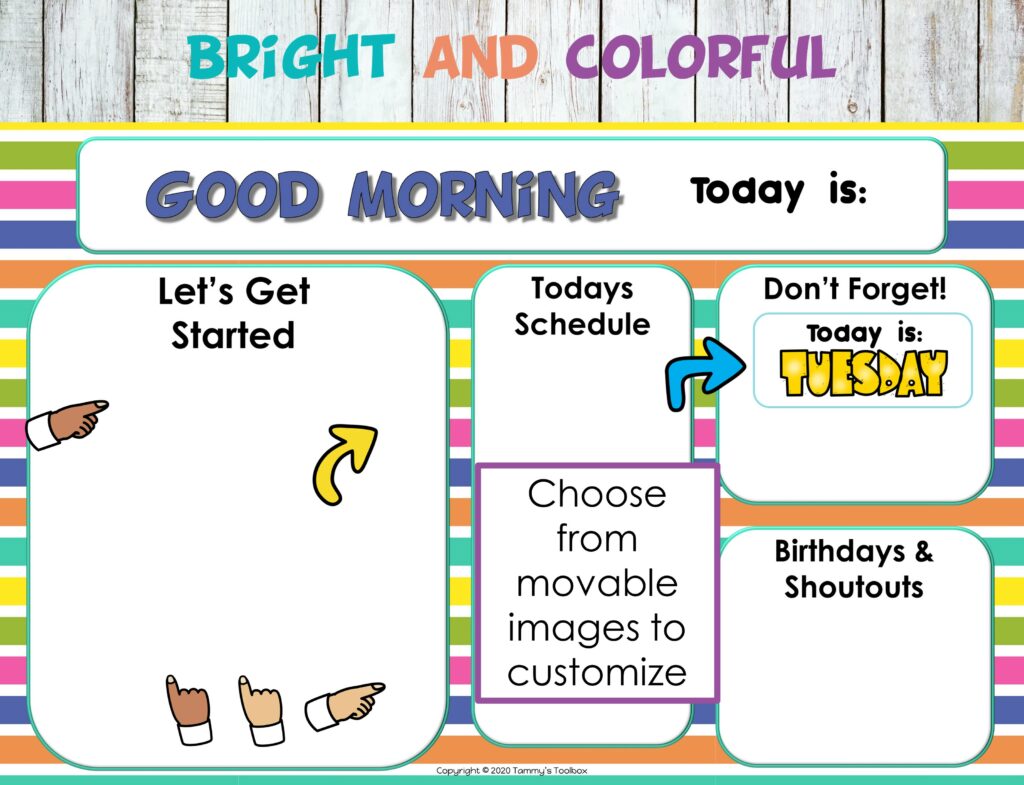 Digital Morning Meeting and Assignment Slides in Bright Colors - Made ...