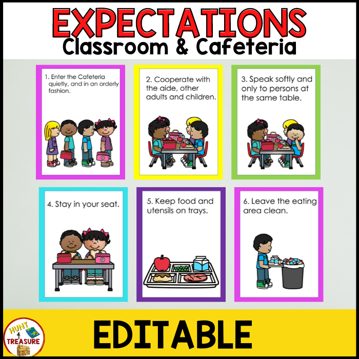 Classroom And Cafeteria Expectations | Editable | Bold and Bright ...