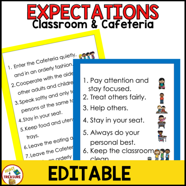 Classroom And Cafeteria Expectations | Editable | Rainbow Colors | Made ...