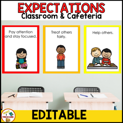 Classroom And Cafeteria Expectations | Editable | Rainbow Colors | Made ...