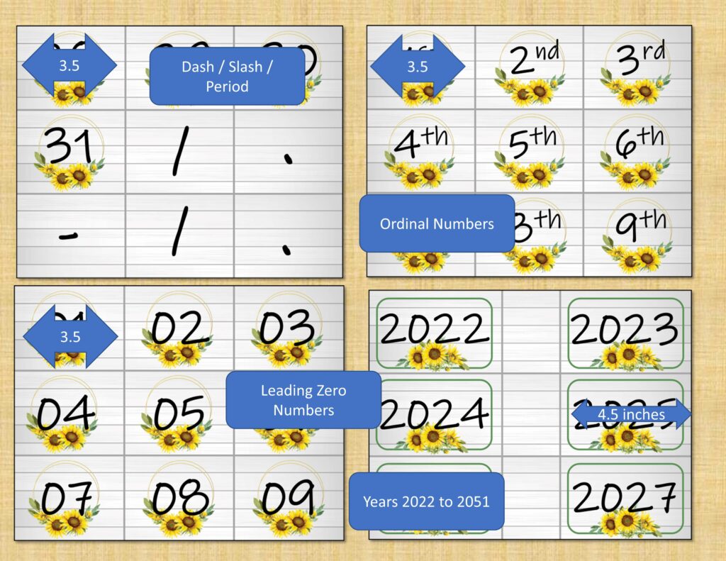Daily Flip Calendar 2022 to 2051 Farmhouse Sunflowers Theme - Made By ...
