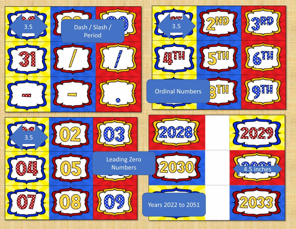 Daily Flip Calendar 2022 to 2051 Super Hero Theme - Made By Teachers