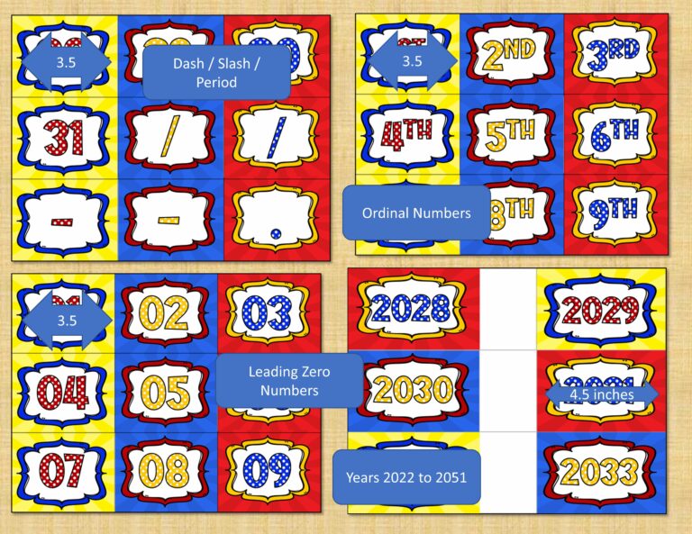 Daily Flip Calendar 2022 to 2051 Super Hero Theme - Made By Teachers