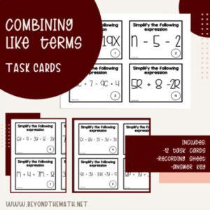 Combining Like Terms Task Cards | Made By Teachers