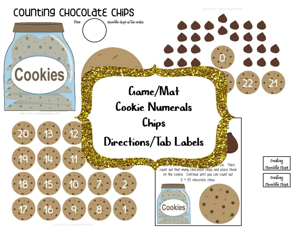 Counting Chocolate Chips 0-25 Game Mat with Matching Cards & Worksheets ...