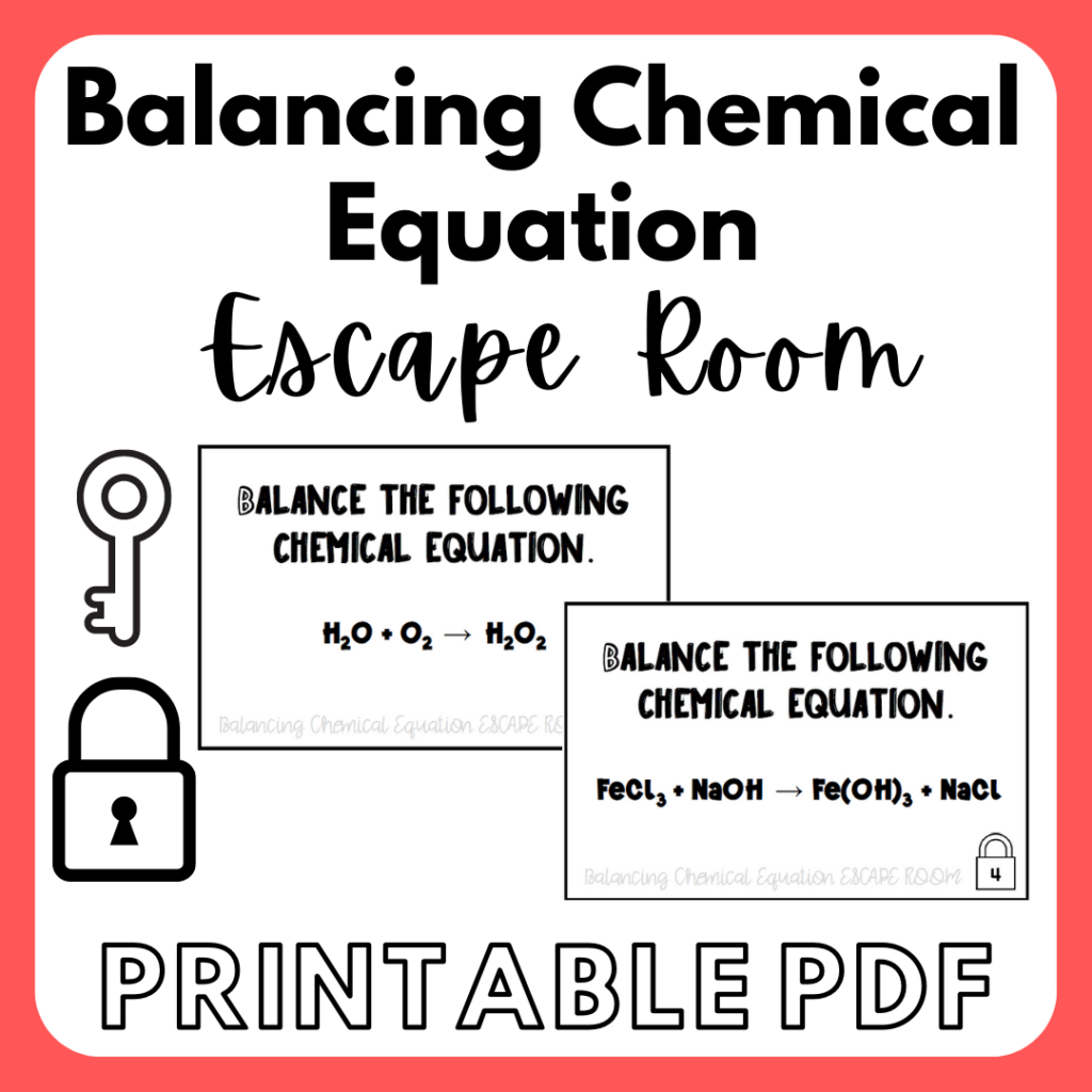 CHEMISTRY Balancing Chemical Equation Escape Room Activity #2 ...