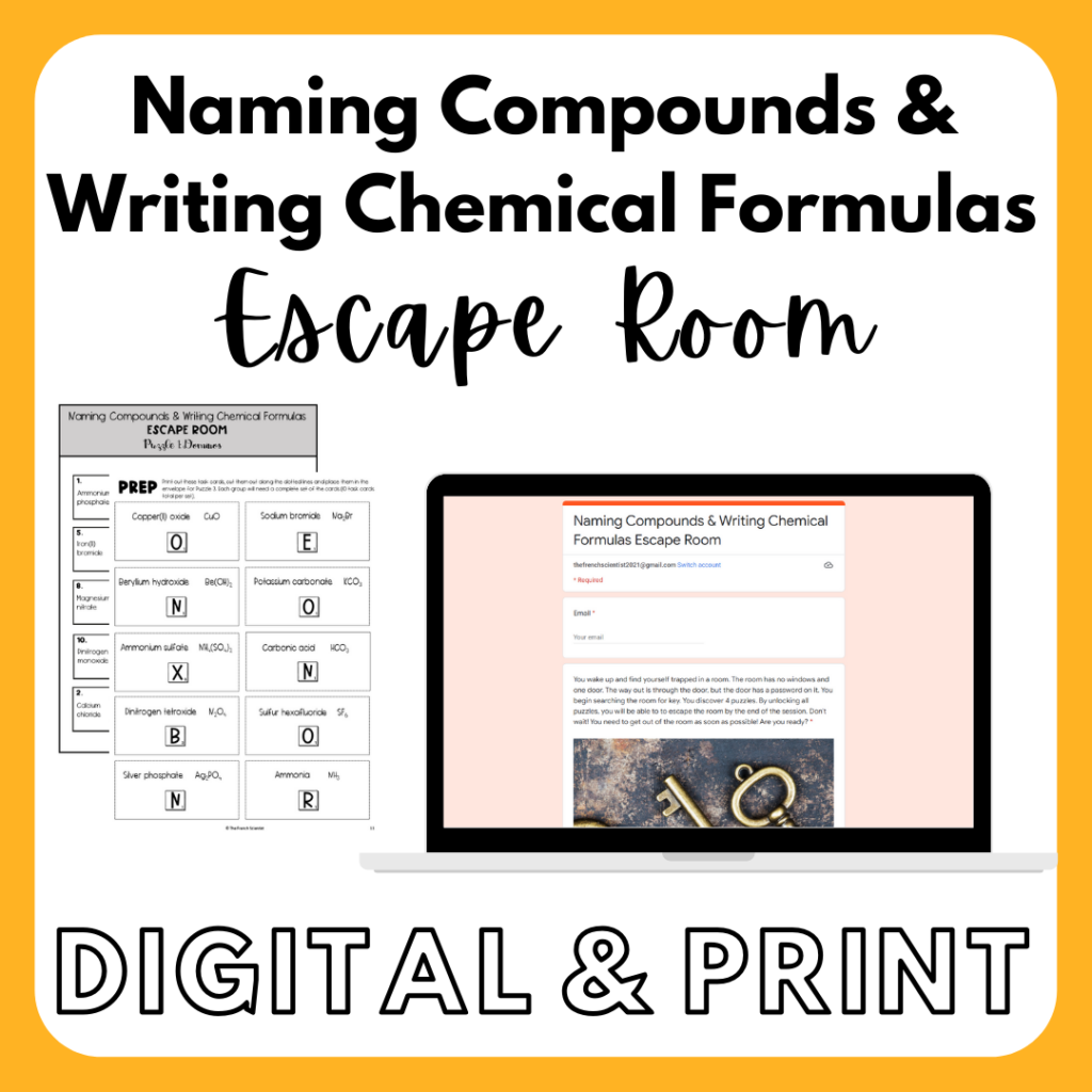 CHEMISTRY Naming Compounds & Writing Chemical Formulas BUNDLE | Made By ...