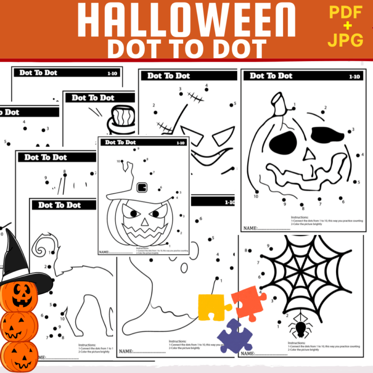 Halloween Dot To Dot Activity Book Learn to Count 1-10 Back to school ...