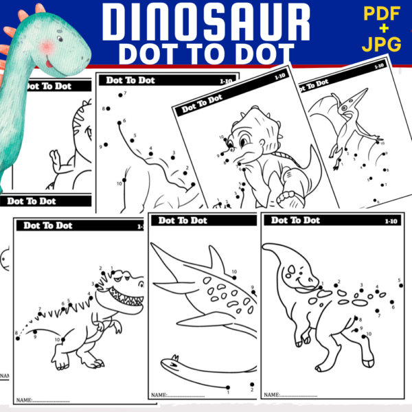 Dinosaur Dot To Dot Activity Book Learn to Count 1-10 Back to school ...