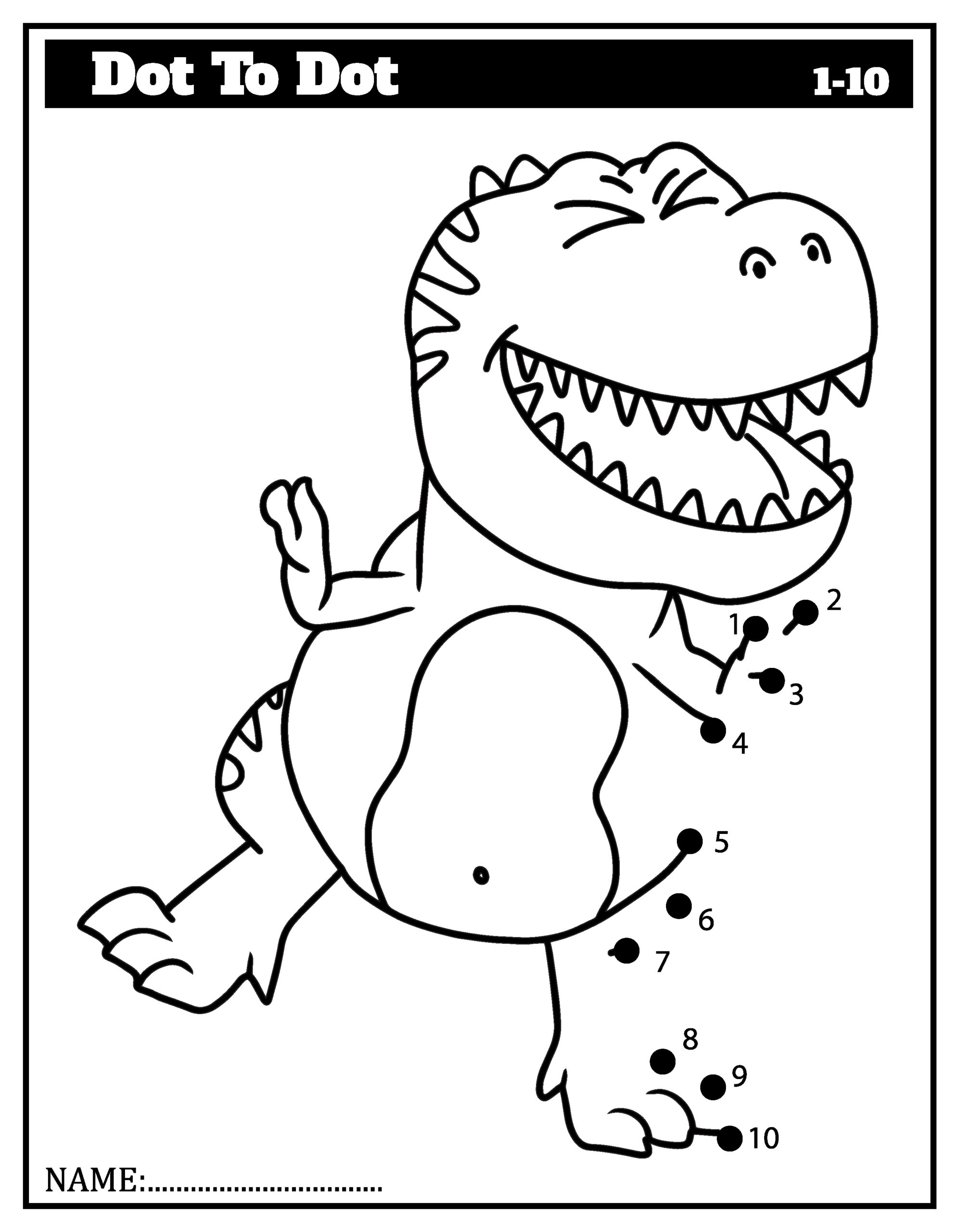 Dinosaur Dot To Dot Activity Book Learn to Count 1-10 Back to school ...