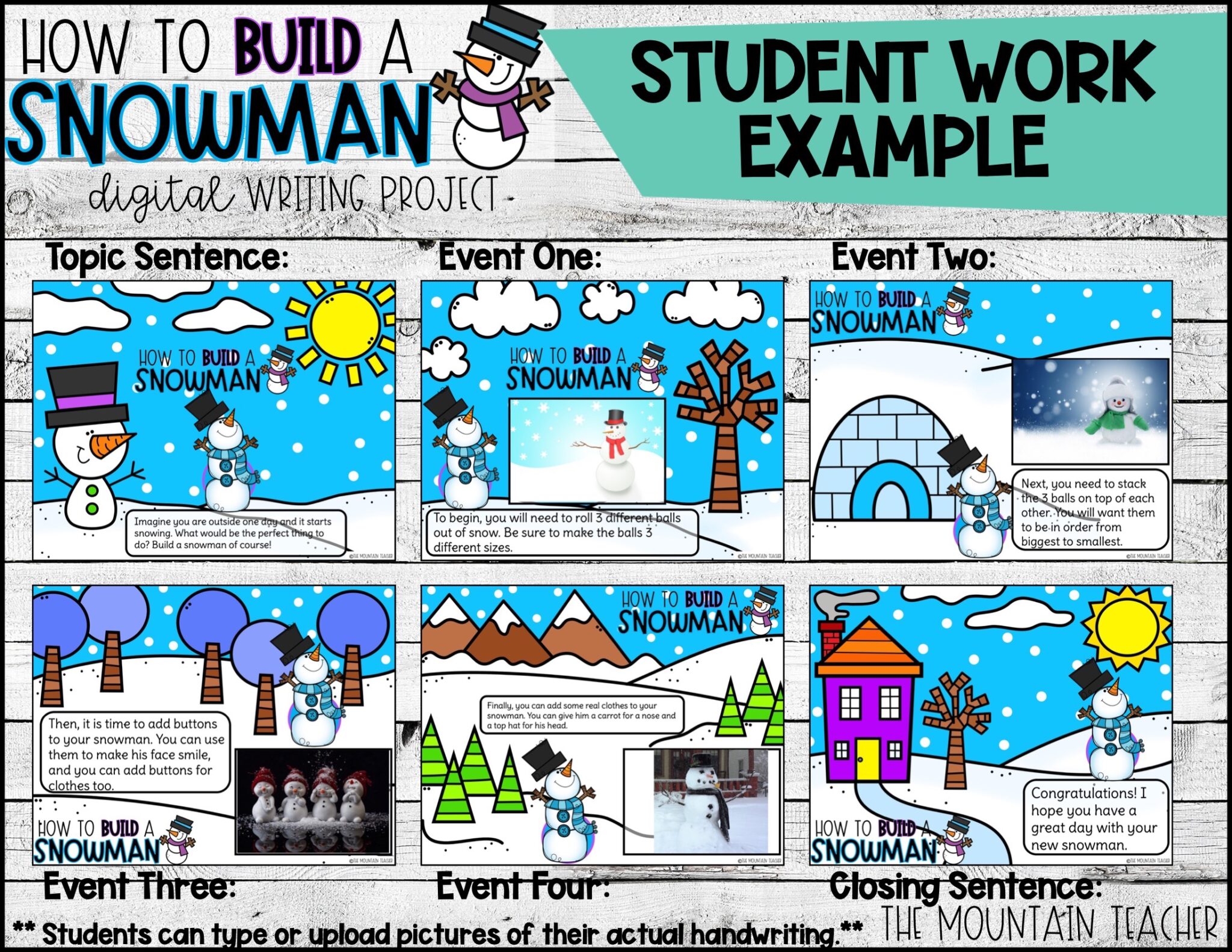 How to Build a Snowman Winter Writing Activity for Google Slides with ...