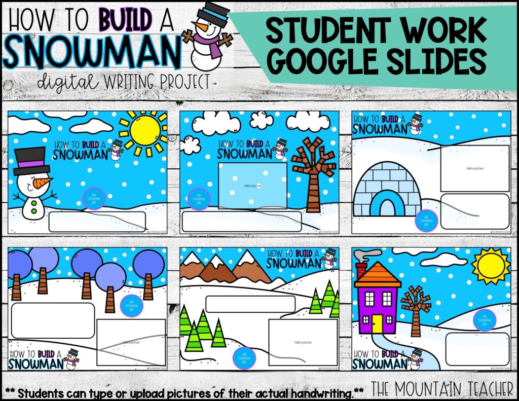 How to Build a Snowman Winter Writing Activity for Google Slides with ...