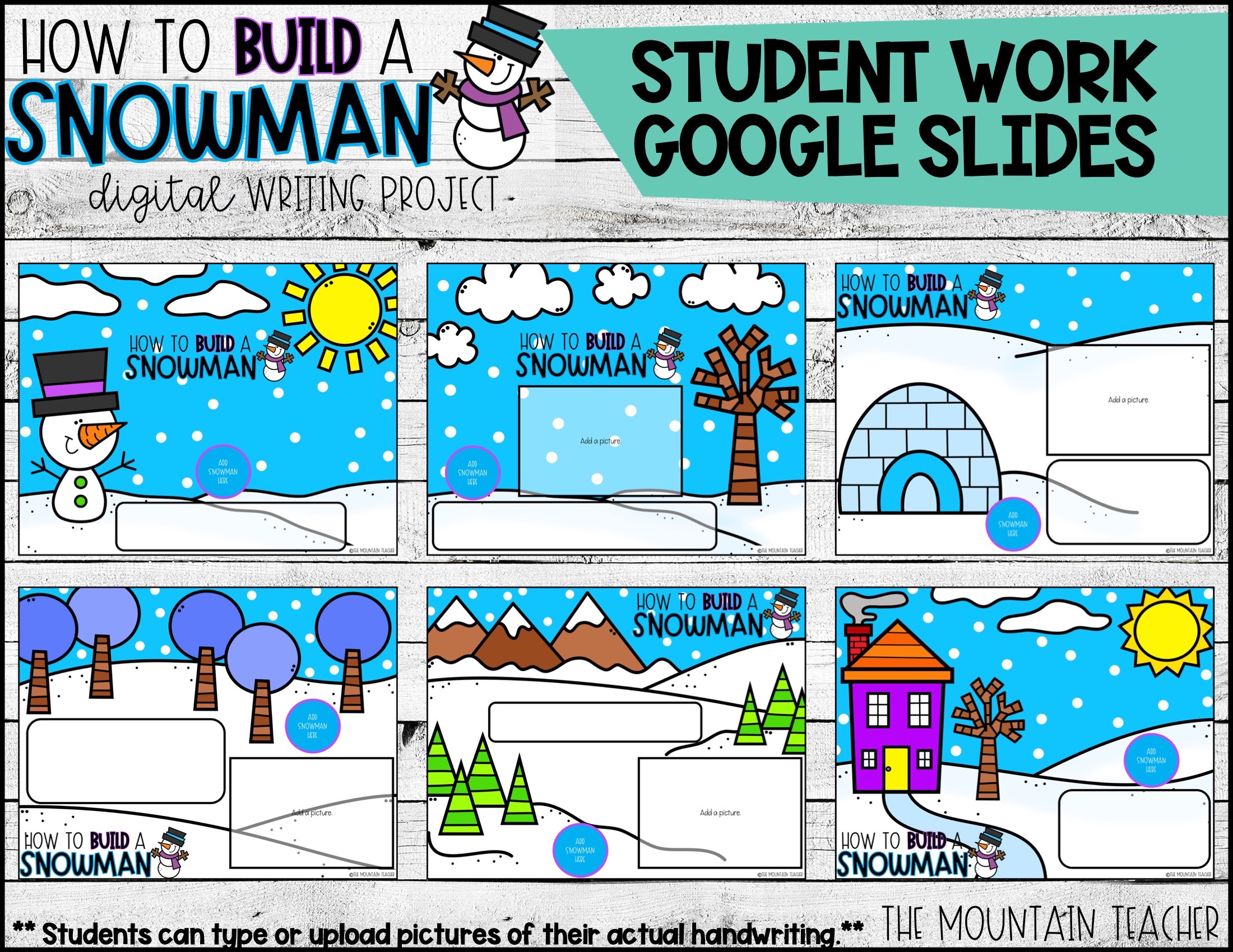 How to Build a Snowman Winter Writing Activity for Google Slides with ...