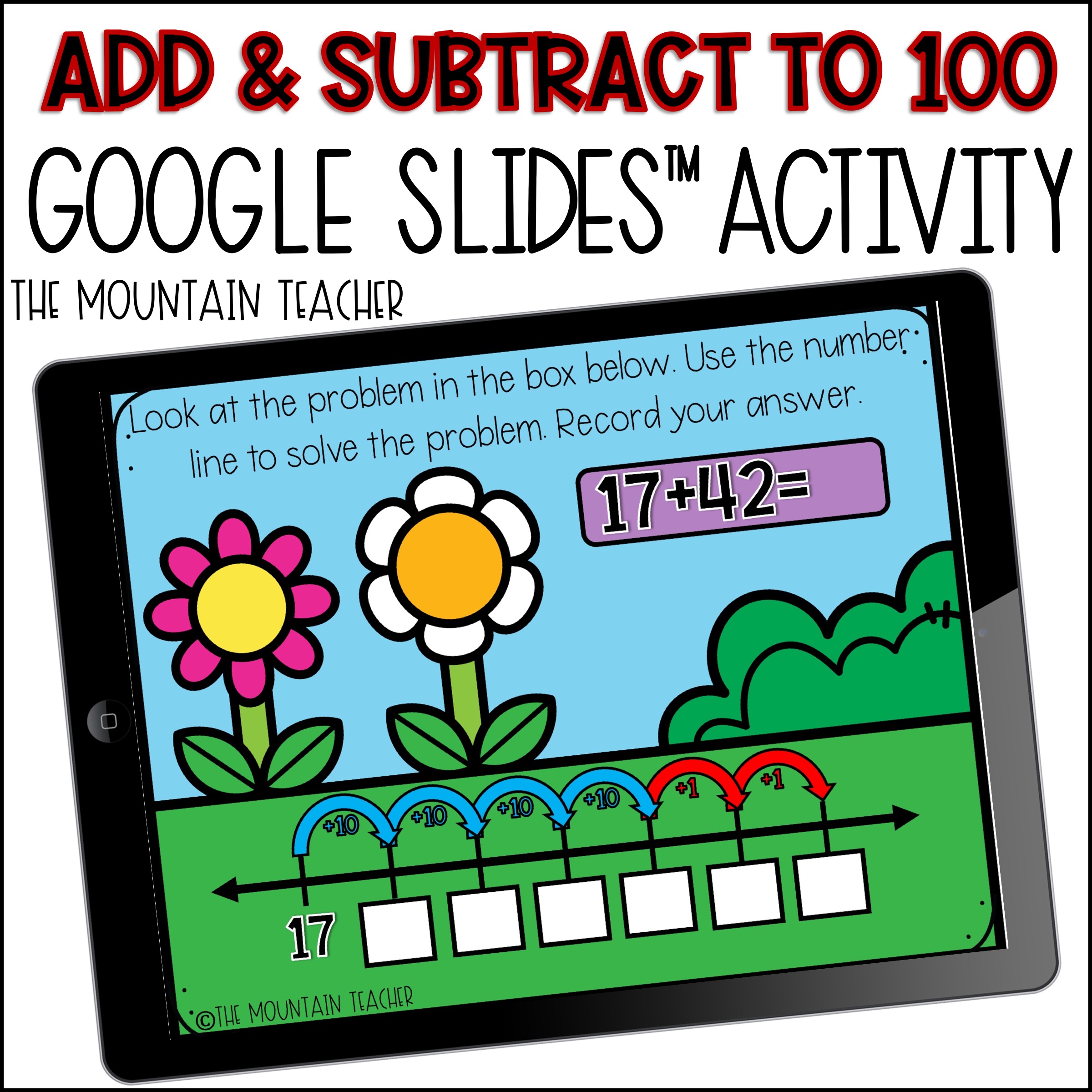 2 Digit Addition And Subtraction Using A Number Line Google Slides