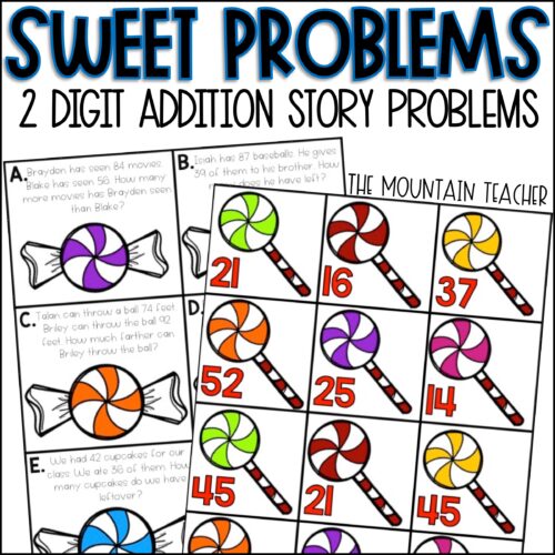 2 Digit Story Addition with Regrouping Problems Activity | Math Center ...